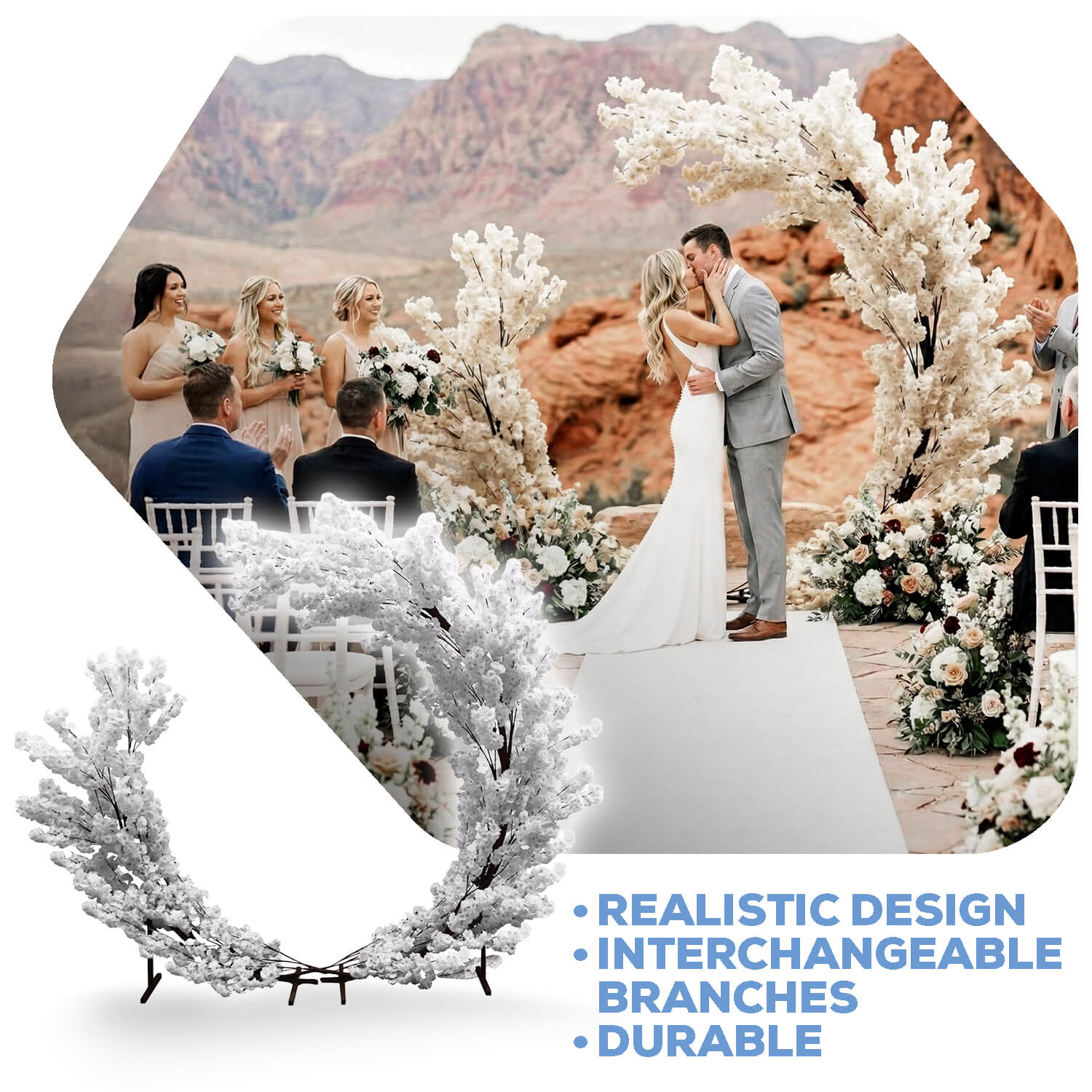 8ft White Hydrangea Floral Partial Round Wedding Ceremony Arch ...