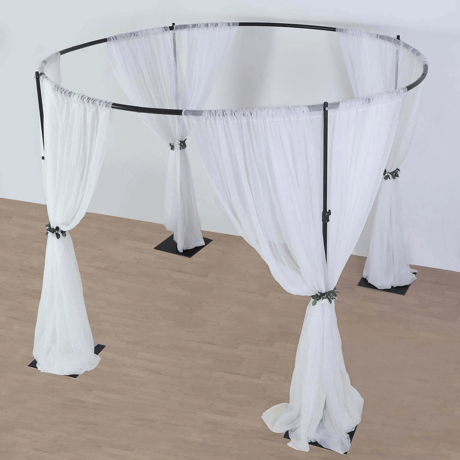 10ft Adjustable 4-Post Black Metal Round Canopy Backdrop Stand ...