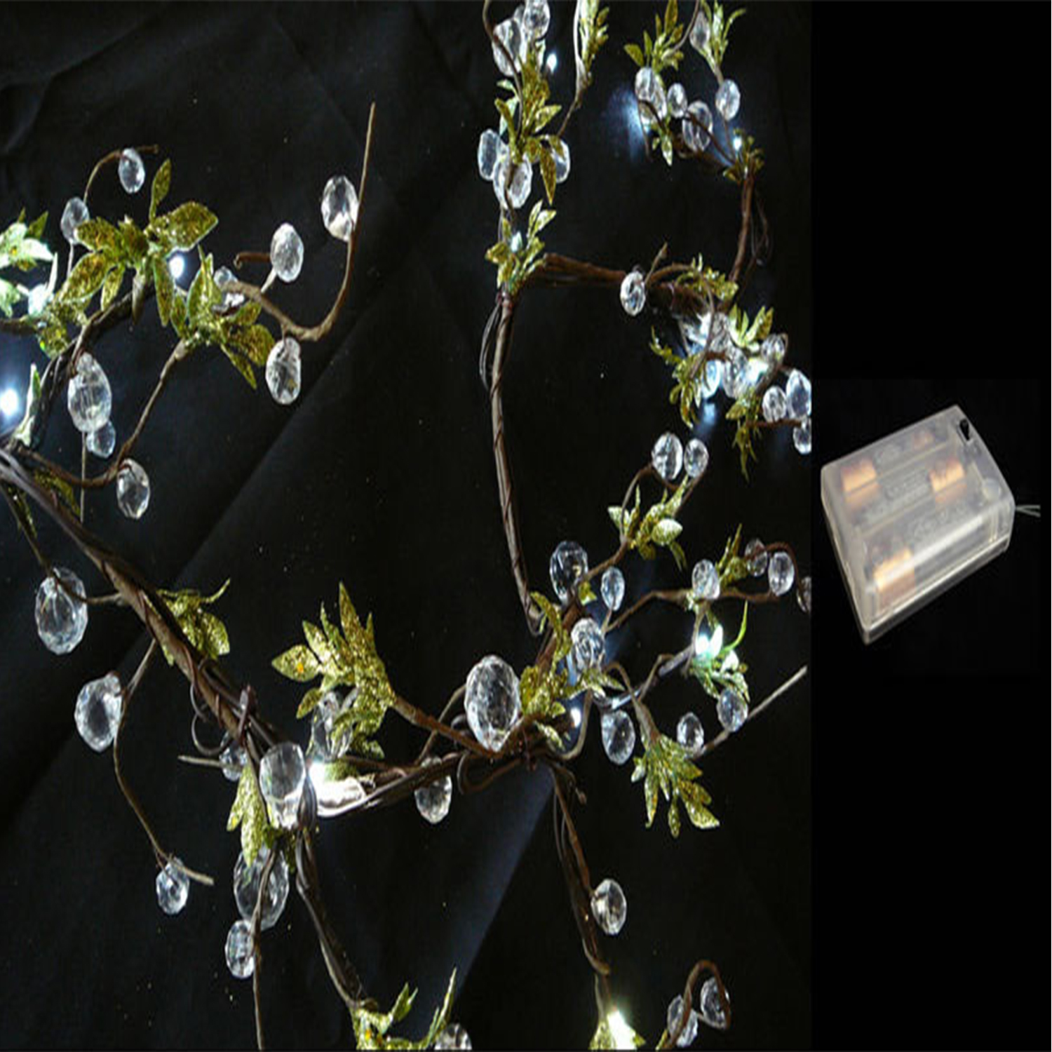 Crystal Beaded LED Lighted Garlands w/ Battery Pack