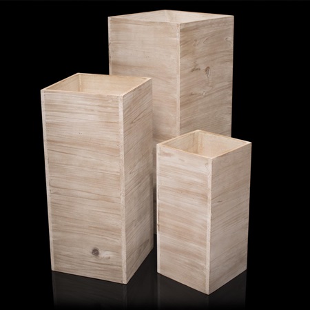 3-piece Square Wooden Pillar Set - 15, 21, 37 Tall