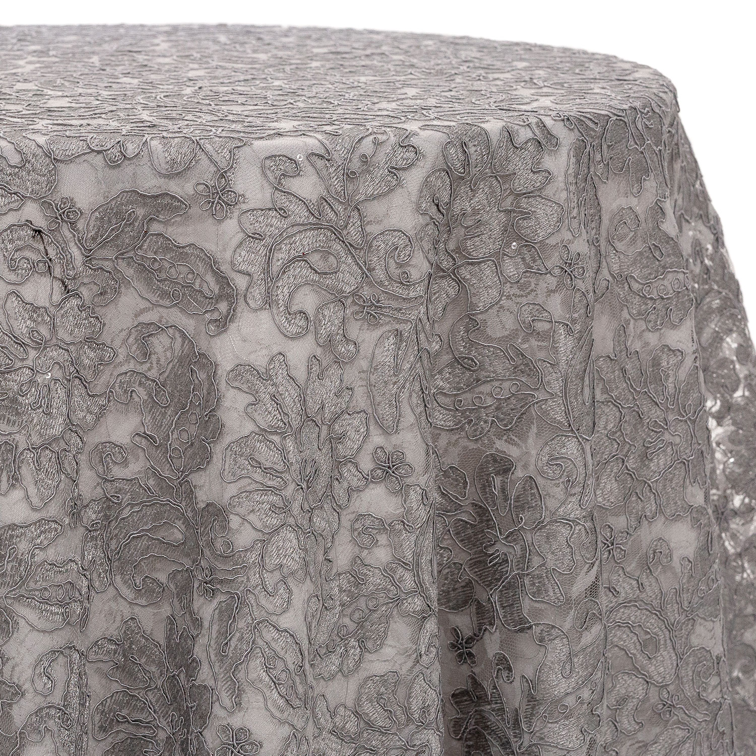 Silver Lace Table Overlay | Silver Table Linens | Event Décor Direct