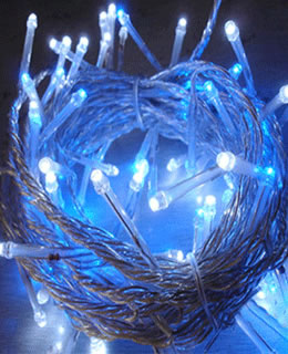 32ft Cool White LED Light Strand. Plug-In Style w/8 Light Programs (100 ...