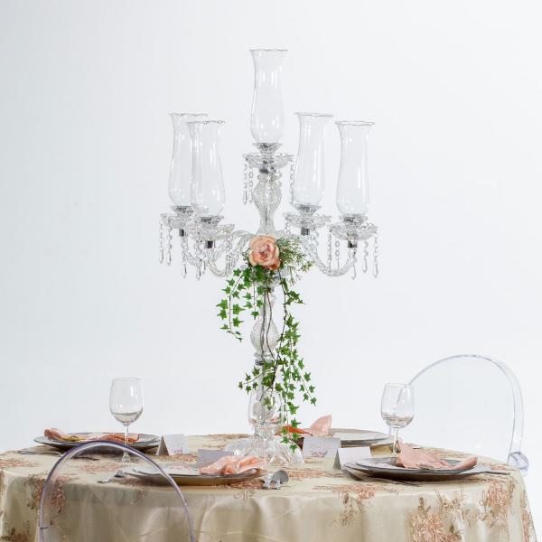 Decostar™ Crystal Candelabra 5 arm Glass Hurricane globes 44½