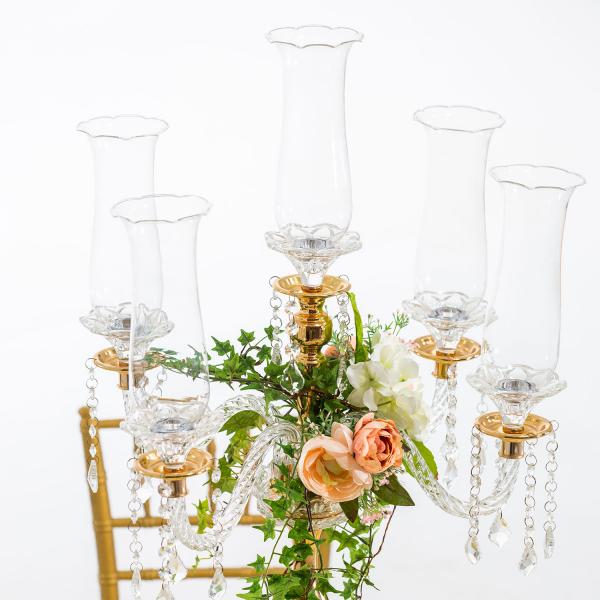 Decostar™ 5 Arm Crystal Candelabra 39 in Gold