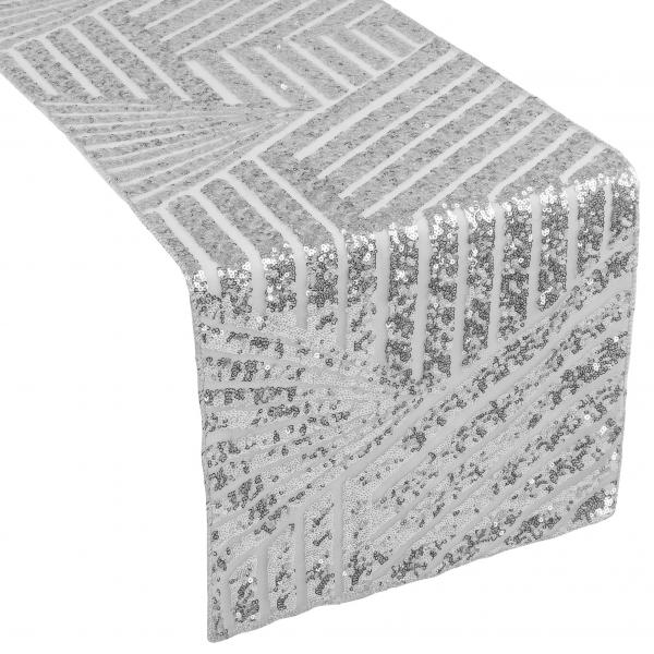 Geometric Lines Sequin Table Runner - 12 x 108 - Choose Your Color!