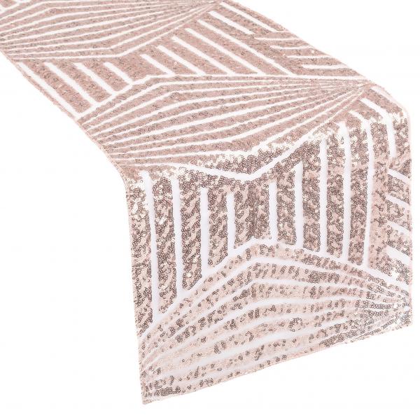 Geometric Lines Sequin Table Runner - 12 x 108 - Choose Your Color!