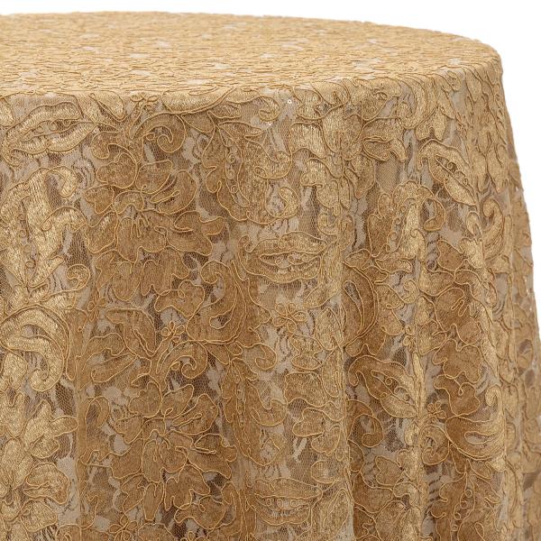 Gold Lace Table Overlay | Gold Table Linens | Event Décor Direct