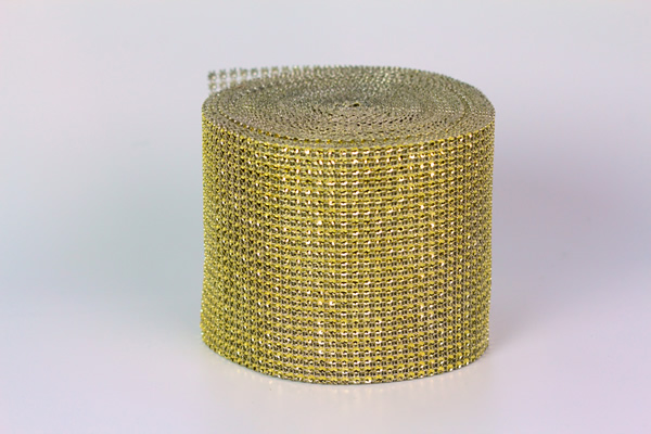 DISCONTINUED ITEM - DecoStar™ Gold Rhinestone Mesh-30 Foot Roll
