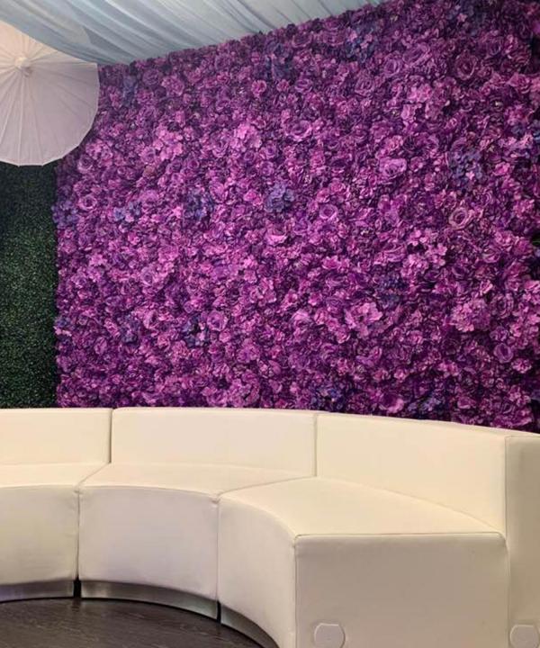 8ft x 8ft Portable Mixed Lavender/Purple Floral Backdrop Kit